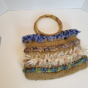 Bags | Cottage Core Vibes Knit Purse With Bamboo Handle | Poshmark